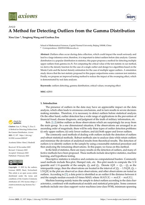 Pdf A Method For Detecting Outliers From The Gamma Distribution