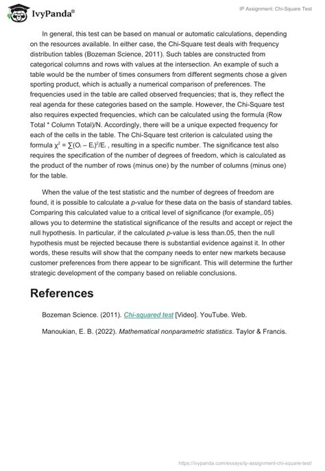 IP Assignment Chi Square Test 630 Words Essay Example