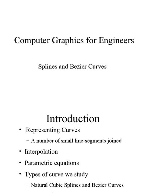 Parametric Cubic Hermite Splines And Their Applications In Computer Graphics For Engineers Pdf