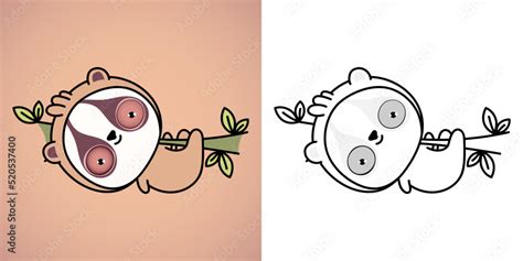Cute Loris Clipart For Coloring Page And Illustration Happy Clip Art Slow Loris Vector