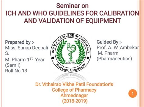 Dation Of Equipment Ich And Who Guidelines For Calibration And
