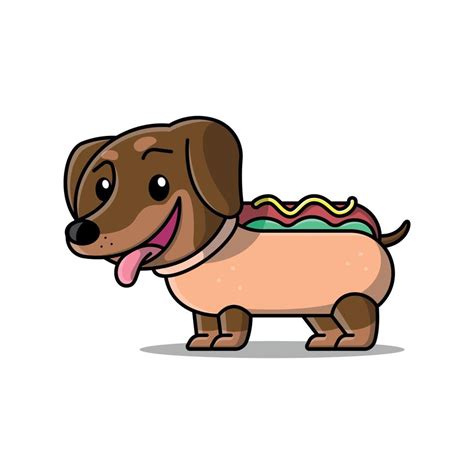 Cute Dachshund Dog Is Wearing A Hotdog Costume 12092781 Vector Art At