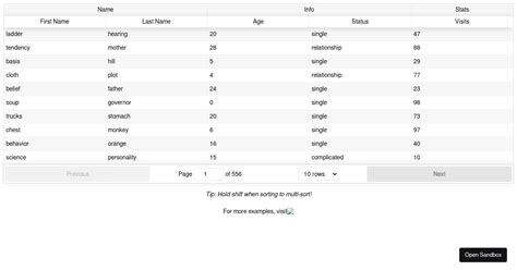 React Table Simple Table Codesandbox React Table Simple Table Codesandbox