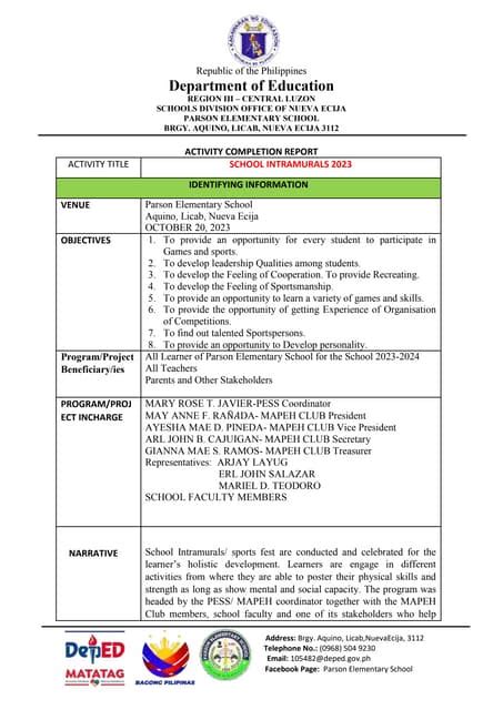 Intramurals Opening Program Scriptdocx Awards Shows Events