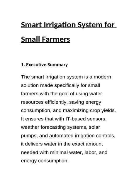 Smart Irrigation System For Small Farmers Pdf Irrigation Agriculture