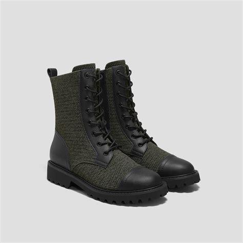Round Toe Lug Sole Lace Up Ankle Bootsflorence Dark Olive Marbled