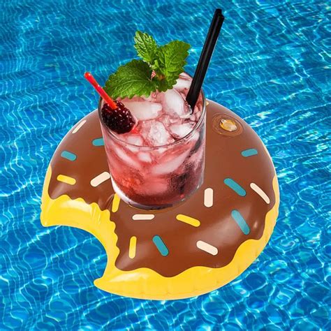 5pc Fun Float Drink Holder Donut Shaped Inflatable Floating Beverage
