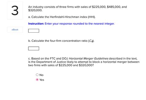 Solved An Industry Consists Of Three Firms With Sales Of