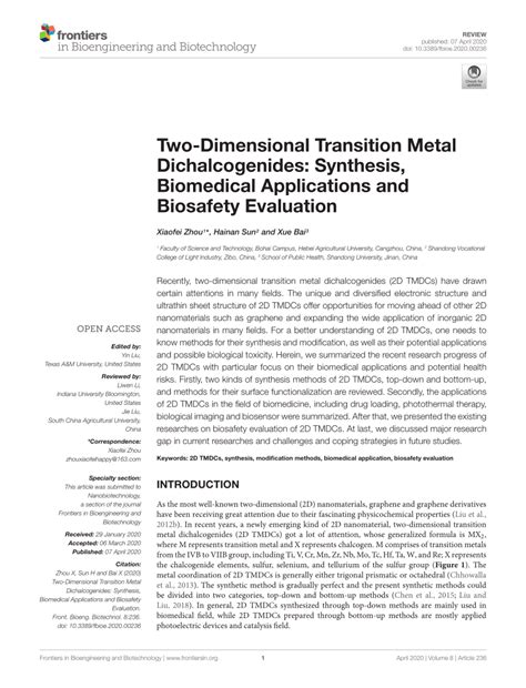 Pdf Two Dimensional Transition Metal Dichalcogenides Synthesis