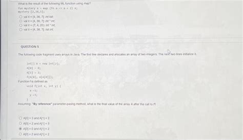 Solved What Is The Result Of The Folowing Ml Function Using