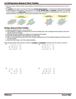 Fillable Online Algebra Types Of Linear Systems In Three Variables Fax Email Print PdfFiller