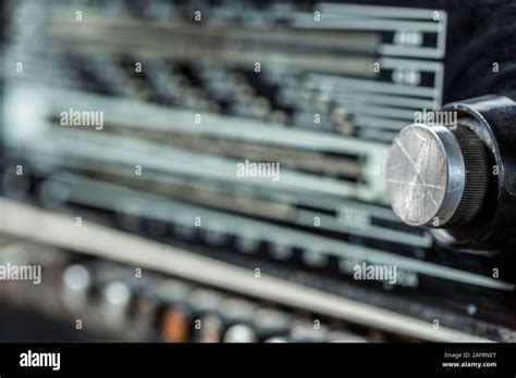 Vintage Radio Tuning Knob Close Up Blurred Background Small Focusing