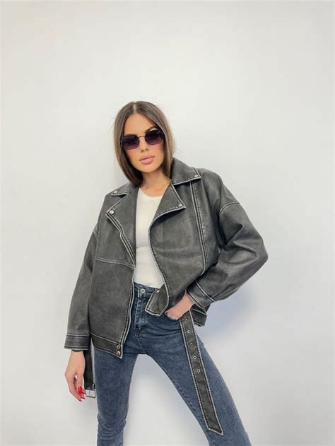 Косуха женская куртка кожаная оверсайз весна ELLE-MEXA 155552240 купить ...