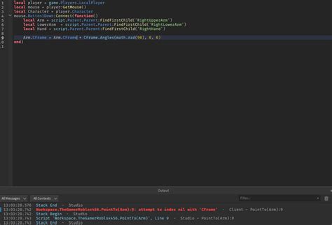 Rotating Body Parts Cframe Error Scripting Support Developer Forum