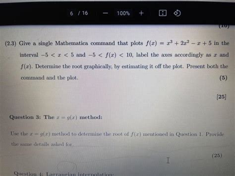 Solved 6 7 16 100 10 23 Give A Single Mathematica