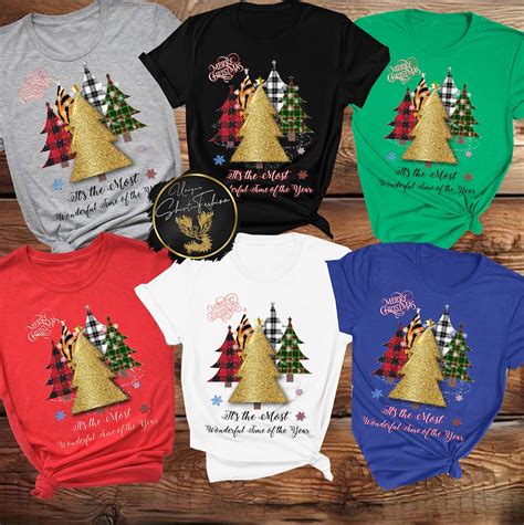 Christmas Shirt Colorful Christmas Trees Shirt Holiday Shirt Pine Trees