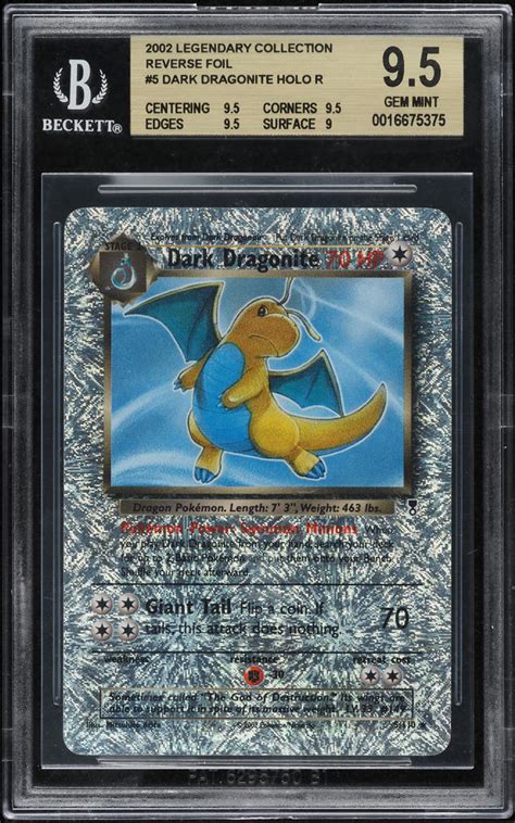 2002 Pokemon Legendary Collection Reverse Holo Dark Dragonite 5 Bgs 9