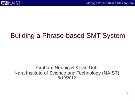 Pdf Building A Phrase Based Smt System Dokumentips