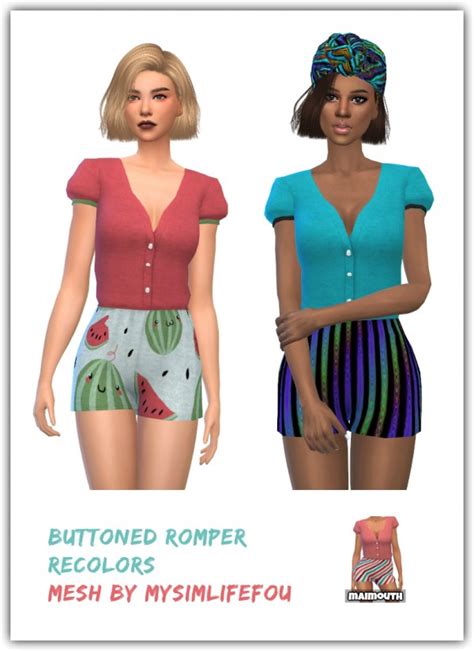Simsworkshop Buttoned Rompers By Maimouth • Sims 4 Downloads