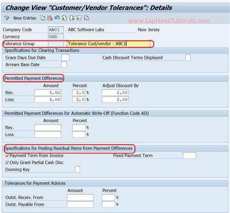 Define Tolerances For Customers And Suppliers In Sap S4 Hana Sap Hana