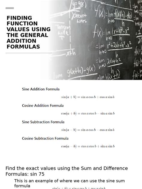 Finding Function Values Using The General Addition Formulas Pdf