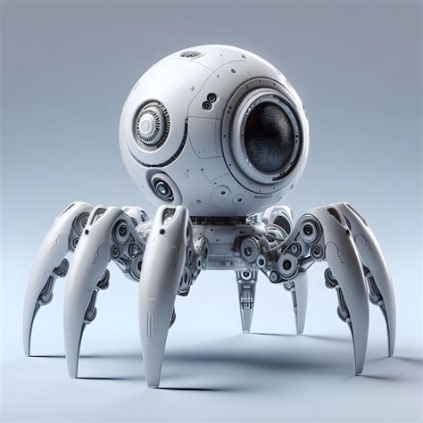 Premium Photo 3d Futuristic Spider Insect Robot Pearl White Color Ai