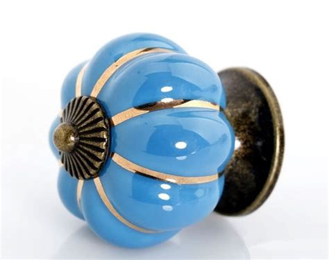 Blue Ceramic Drawer Knobs Dresser Knobs Pulls Handles Cabinet Etsy