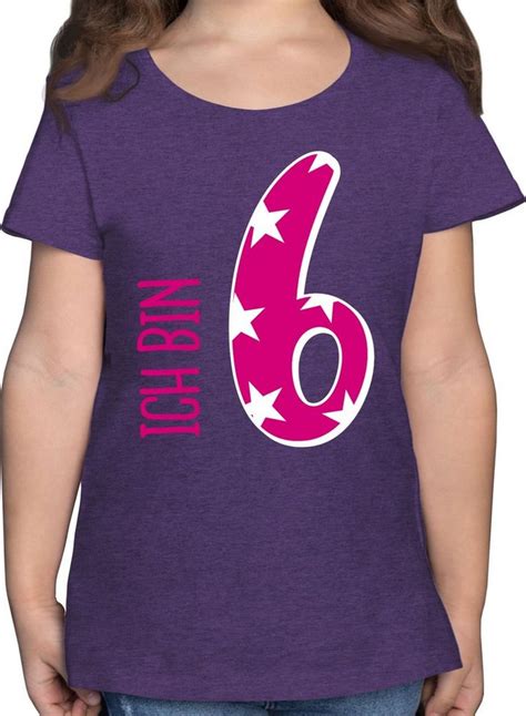 Shirtracer T Shirt Ich Bin Sechs Rosa Mädchen 6 Geburtstag