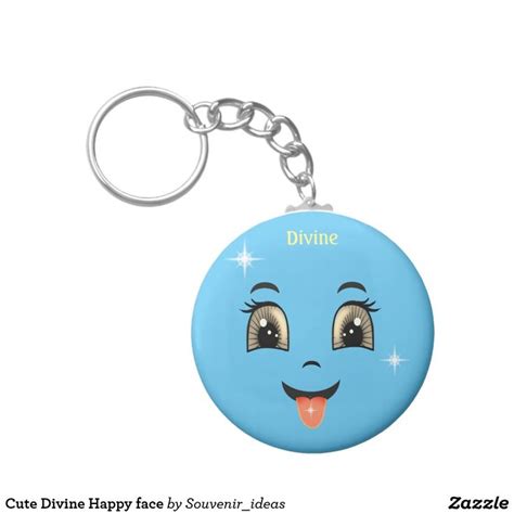Cute Divine Happy Face Keychain Zazzle