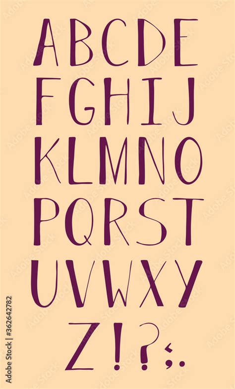 Full English Alphabet From A To Z With Punctuation Marks Hand Drawn