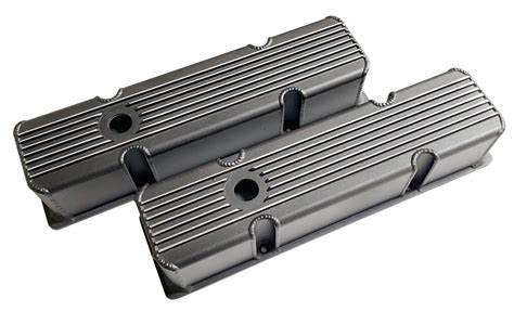 1958 87 Sbc Fabricated Tall Aluminum Finned Valve Cover With Hole With