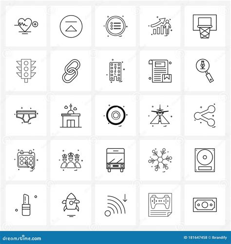 UI Set Of Basic Line Icons Of Chart Business Multimedia Graph Interface Stock Vector