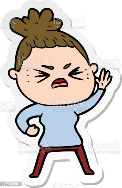 만화 화가 여자의 스티커 낙서 드로잉에 대한 스톡 벡터 아트 및 기타 이미지 낙서 드로잉 데칼 라벨 Istock