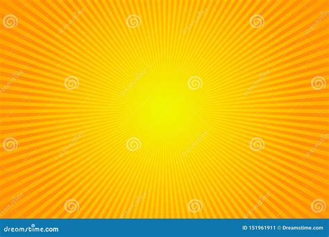 Sun Rays Sunburst On Yellow And Orange Color Background Vector