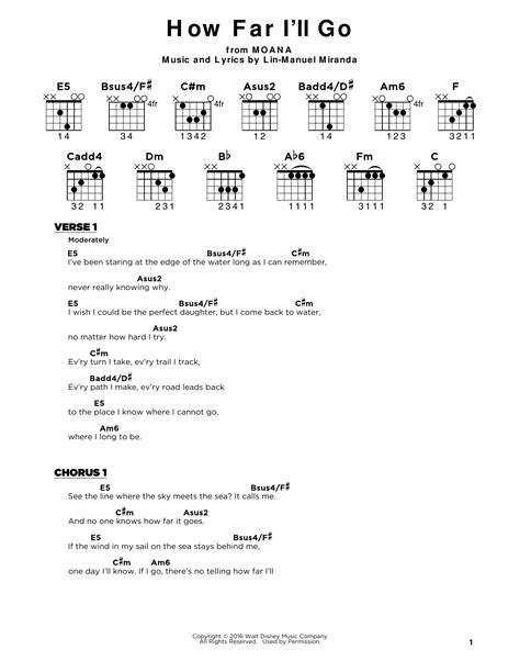 How Far Ill Go From Moana By Lin Manuel Miranda Sheet Music For