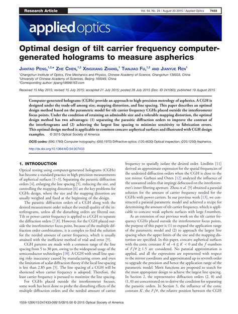 Pdf Optimal Design Of Tilt Carrier Frequency Computer Generated
