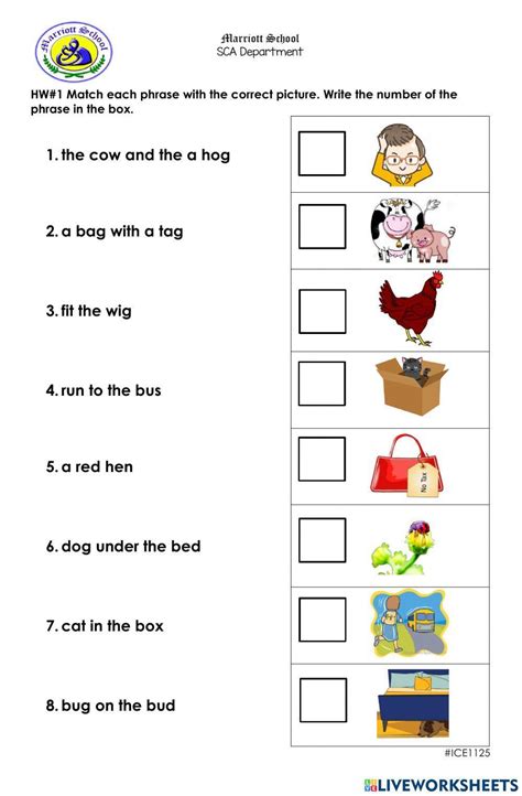 Phrase Picture Free Interactive Worksheets 1971888