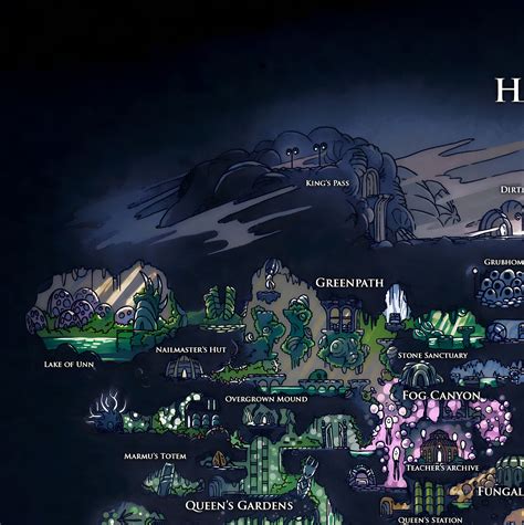 Hollow Knight Map Poster Hallownest Video Game Art Etsy
