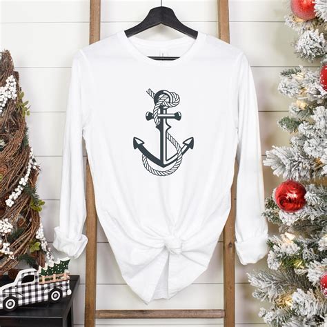 Nautical Anchor Long Sleeve Tee Coastal Unisex Fashion Etsy