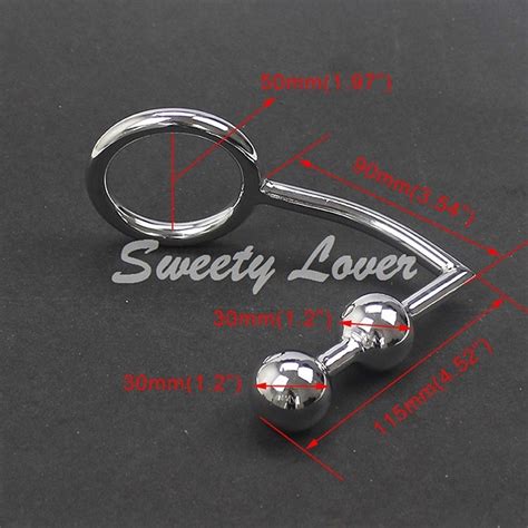 Big Anal Cock Ring Stainless Steel Metal Beads Butt Plug Anal Hook With