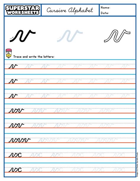 Cursive V Superstar Worksheets