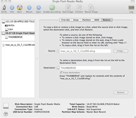 Convert OS X Lion DMG Installer To A Bootable USB Thumb Drive