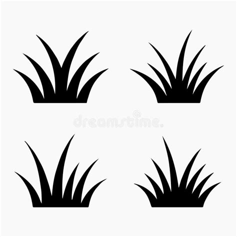 Four Simple Black Silhouette Grass Icons Grass Patch Stock Vector