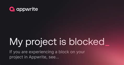 My Project Is Blocked Threads Appwrite