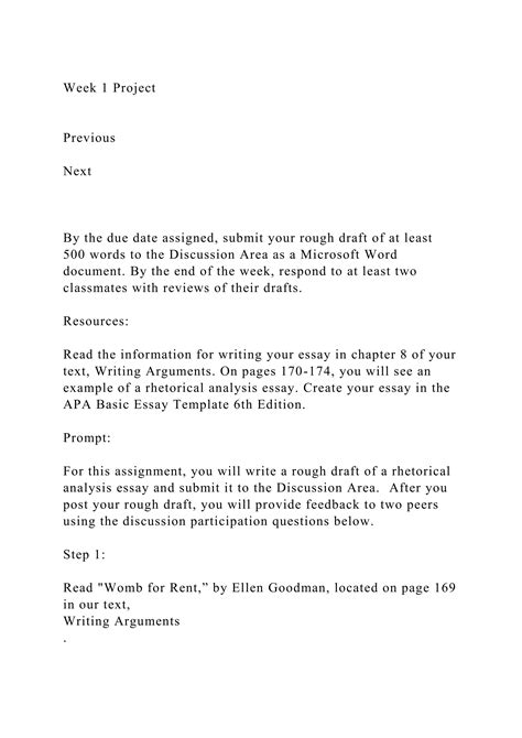 Week 1 Projectprevious Nextby The Due Date Assigne Pdf