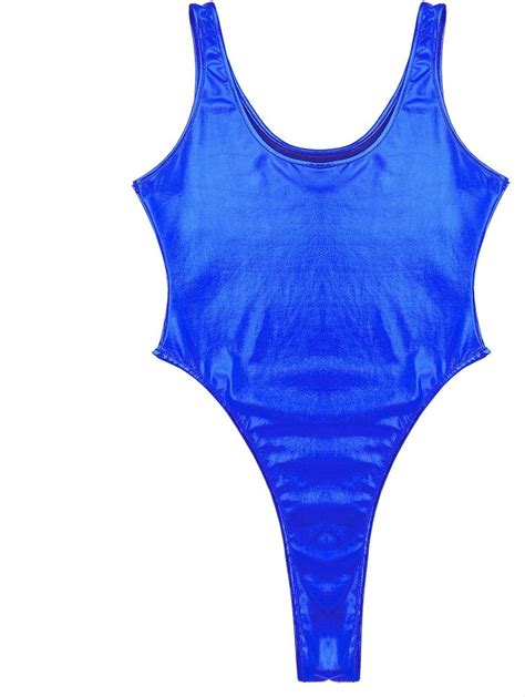 Doomiva Damen Einteiler Badeanzug Bauchweg Frauen Sexy Monokini Wetlook Bademode Metallic