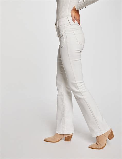 Bootcut Jeans With Flap Pockets Ecru Ladies Morgan