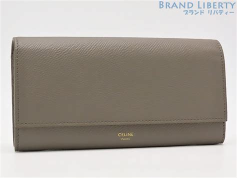 【楽天市場】【未使用】セリーヌ Celine ラージ フラップウォレット 二つ折り長財布 ぺブル グレーベージュ グレインドカーフレザー