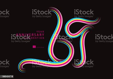 69주년 기념 기념 로고타입 컬러풀한 라인 벡터 69번째 생일 로고 69번 배너 템플릿 초대장 카드 및 포스터를 위한 벡터