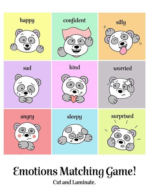 Emotions Matching Game Printable 700x1000